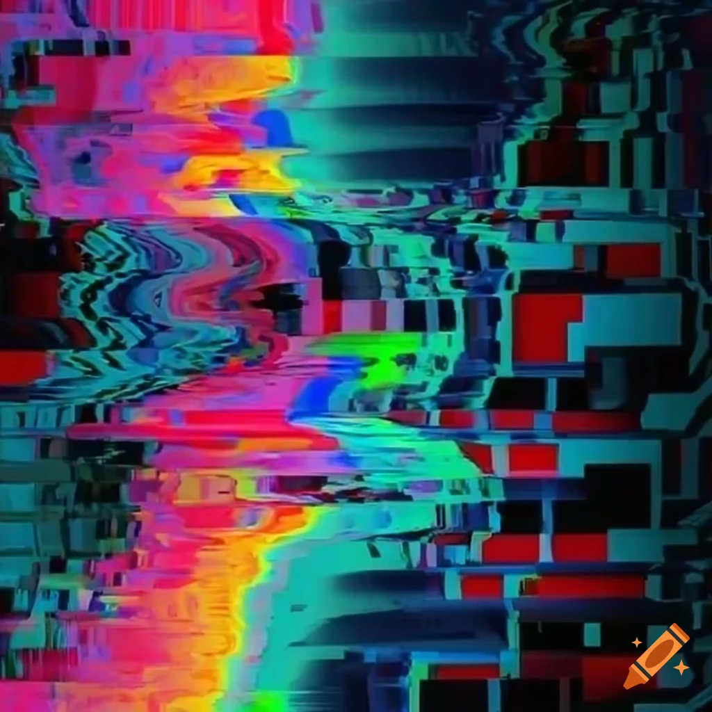 Abstract art of a glitching cracked screen on Craiyon