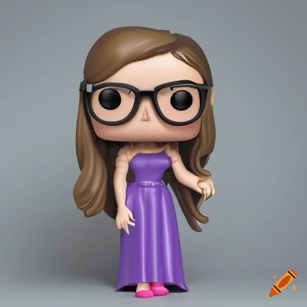 Funko Pop cool woman with long brown hair, purple dress, pink shoes ...