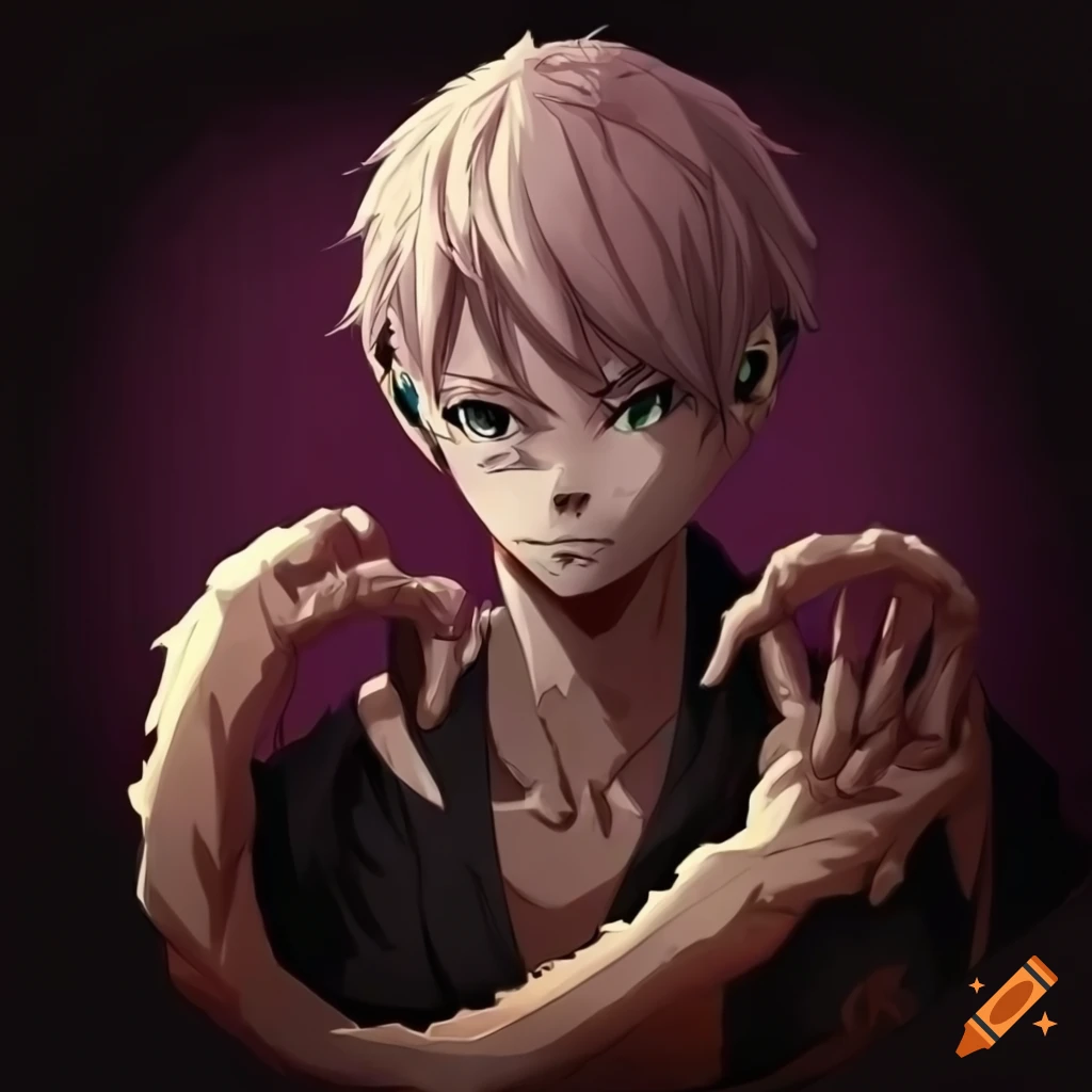Mutant boy with a huge clawed hand in anime style on Craiyon