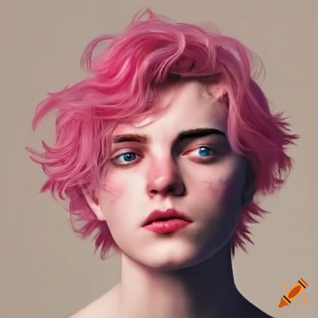 Stylish individual with a pink mullet hairstyle on Craiyon