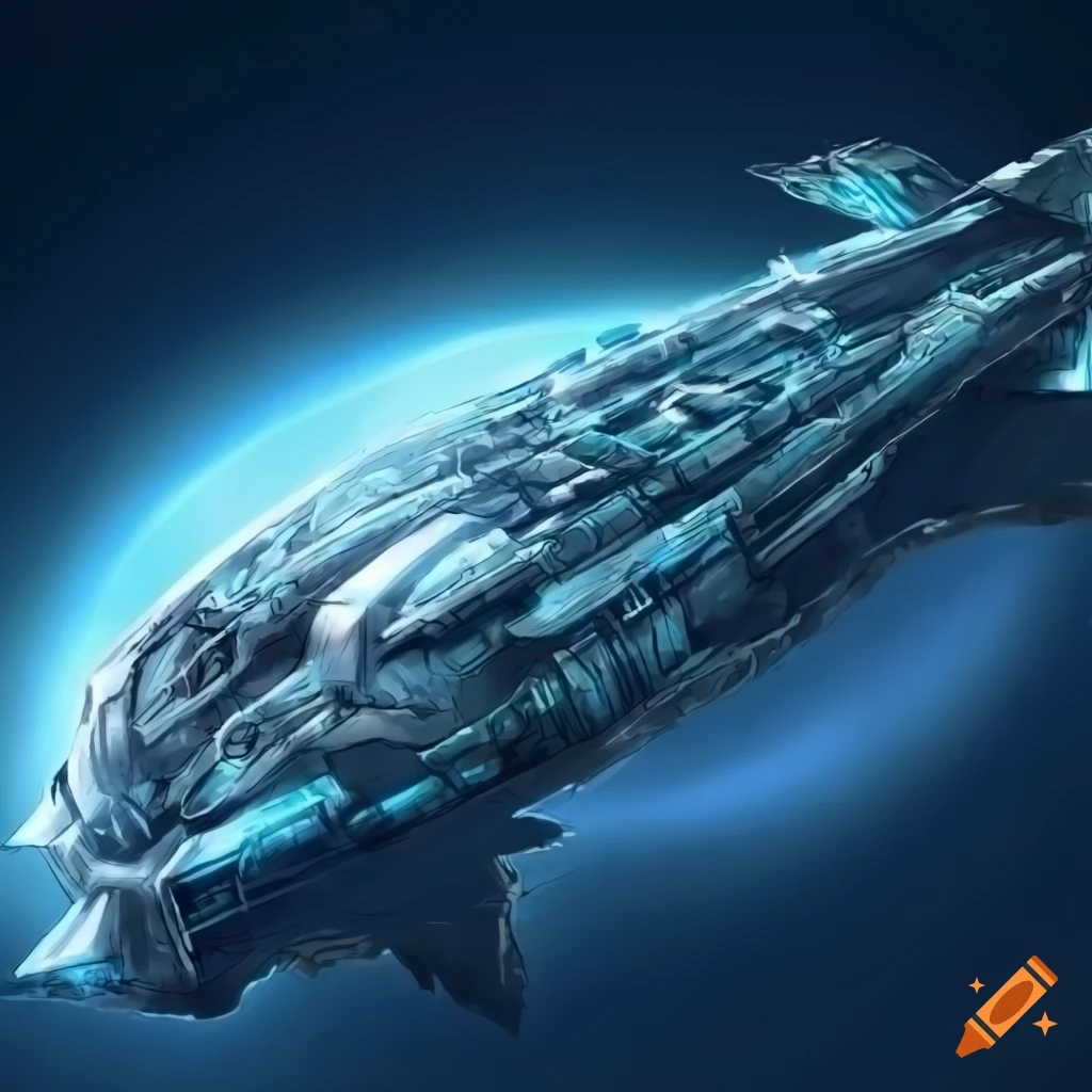 Spaceship made of ice in a yuigoh art style on Craiyon