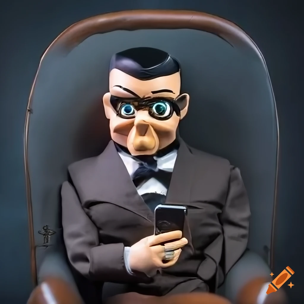 Ventriloquist dummy resembling rep. mike johnson with a cell phone ...