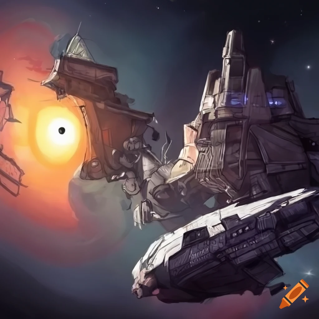 Ground space combat ship in a yu-gi-oh art style on Craiyon