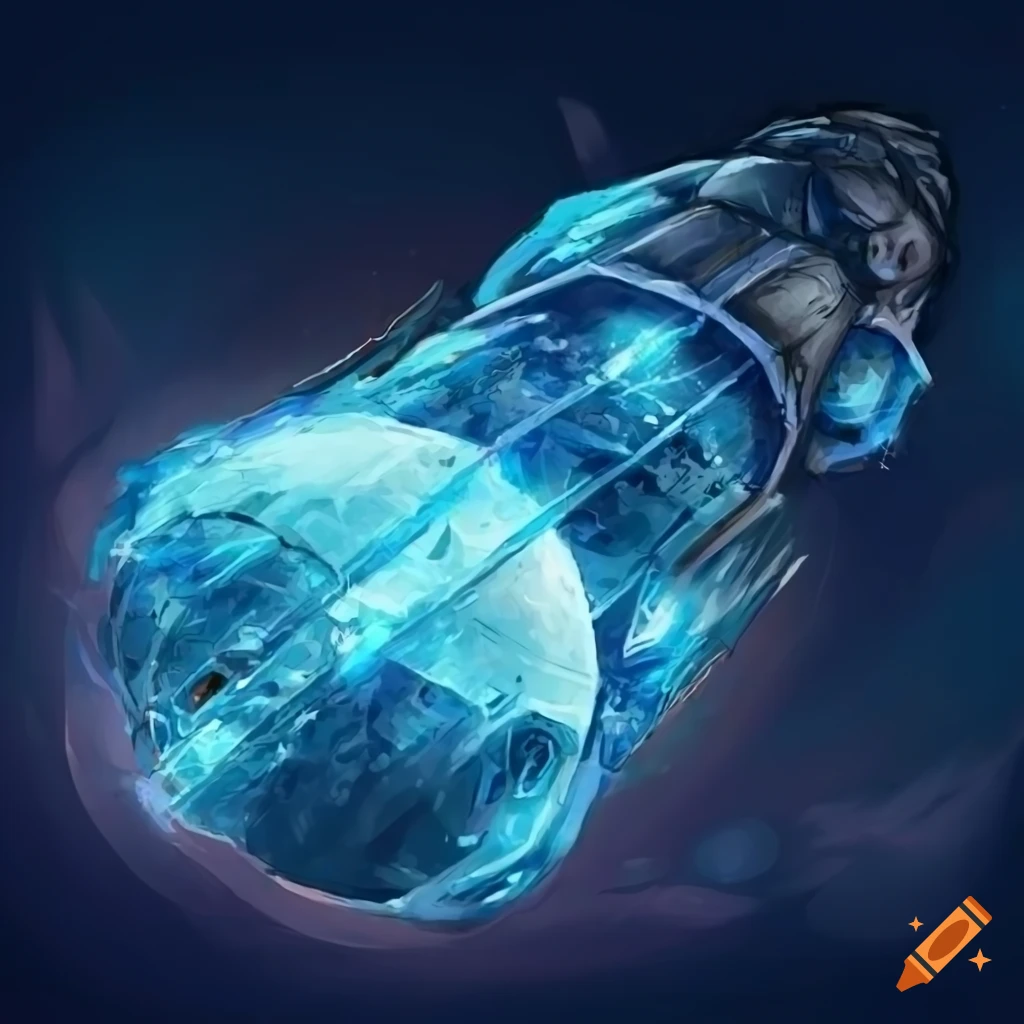 Ice spaceship artwork from yu-gi-oh universe on Craiyon