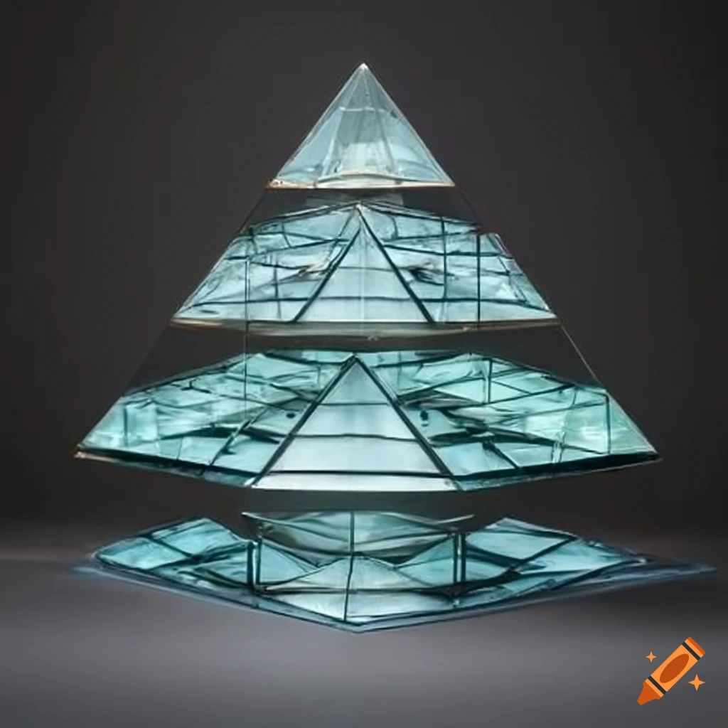 Glass and steel three-tier pyramid structure on Craiyon
