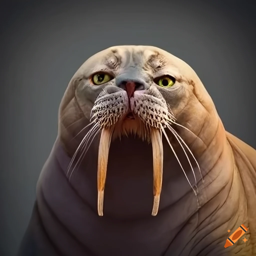 Walrus with a cat head on Craiyon