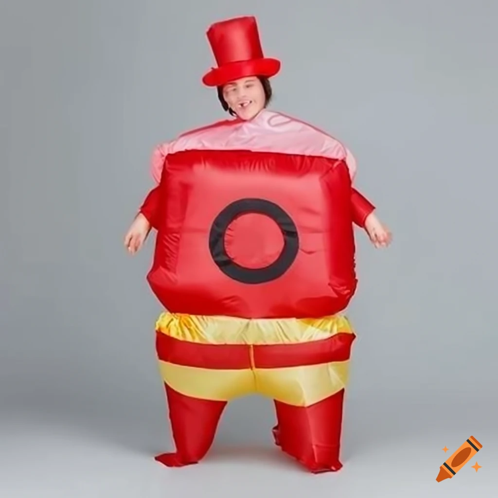 Inflatable costume with red square fire alarm button for children on ...