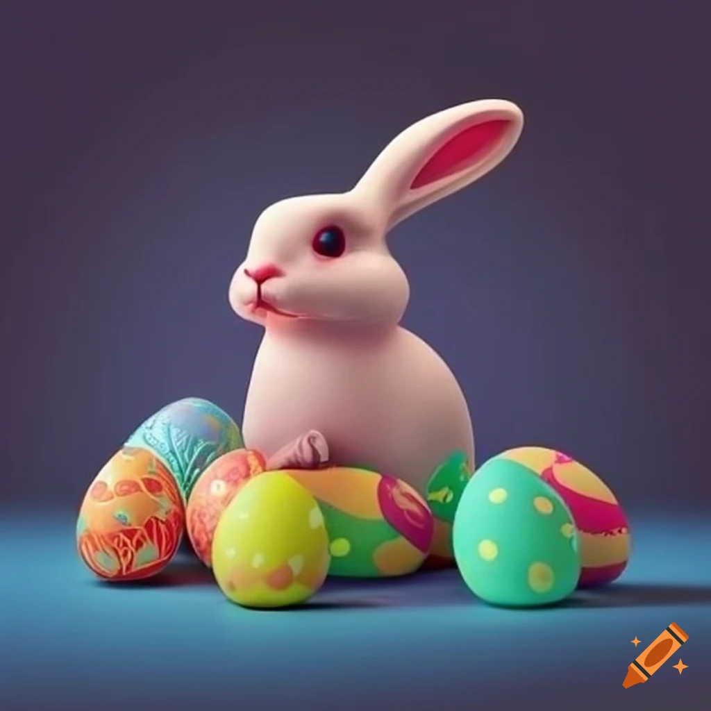 Easter eggs and rabbit on Craiyon