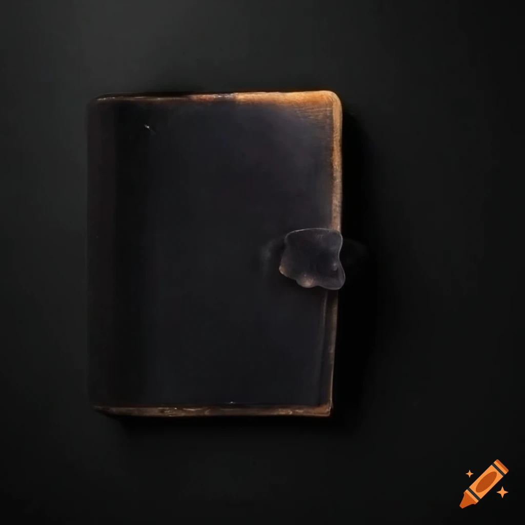 Antique black diary with initials on Craiyon