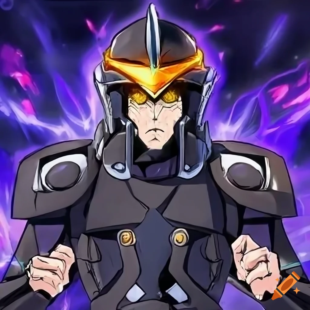 Galactic overlord in armor with dark energy in anime style on Craiyon