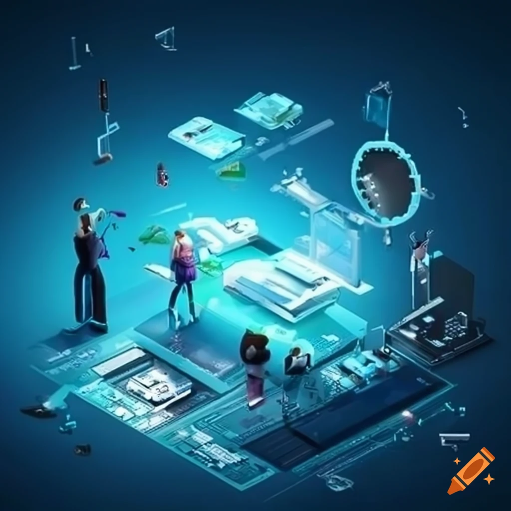 Medical and computer network theme background design on Craiyon