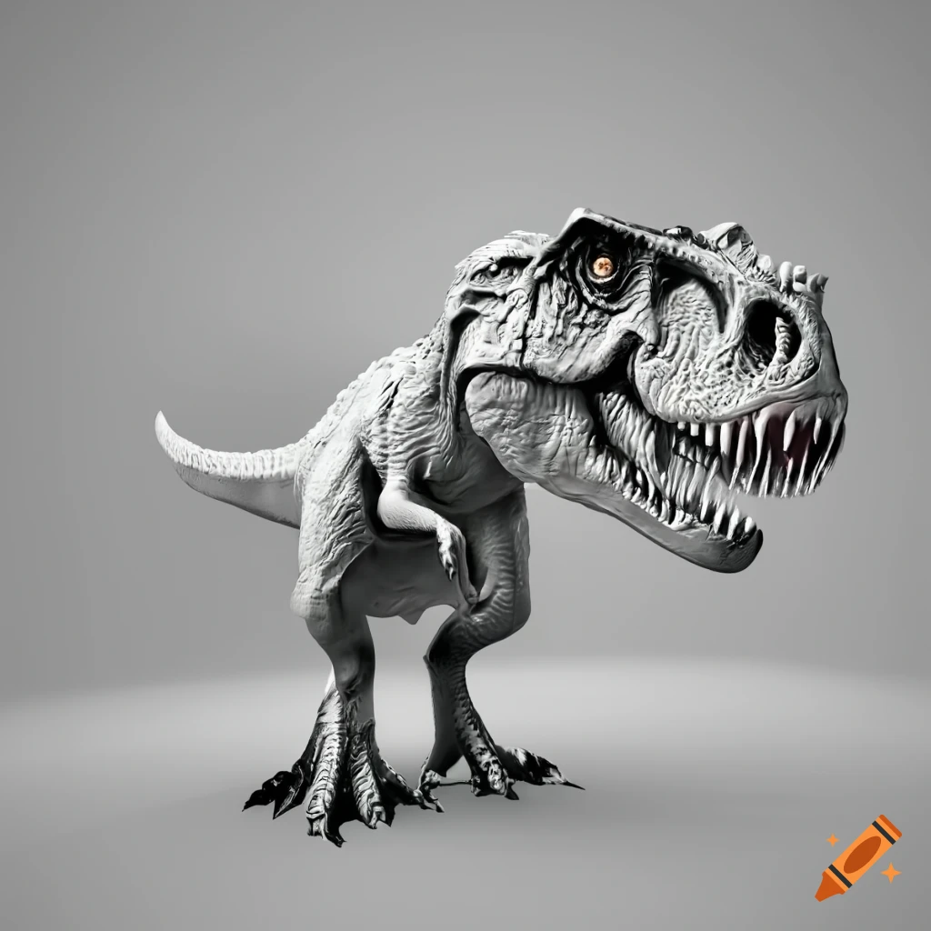 White tyrannosaurus rex sculpture on Craiyon