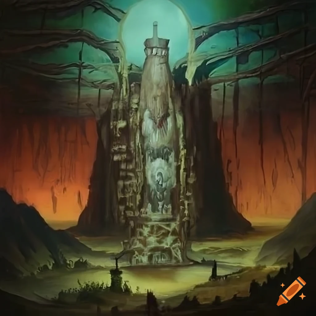 Surreal painting of ancient eldritch advanced civilization on Craiyon