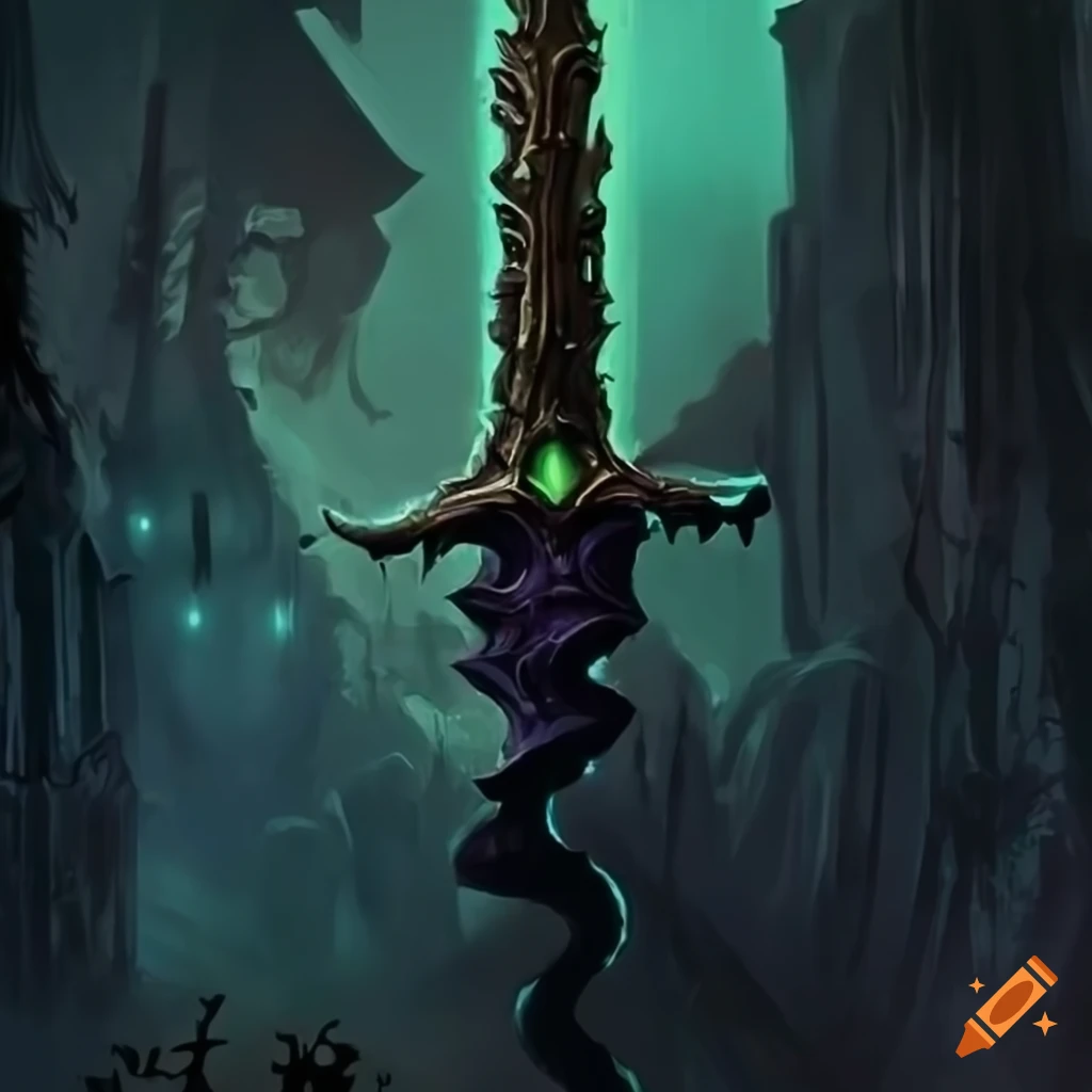 Eldritch-inspired sword in a detailed otherworldly painting on Craiyon