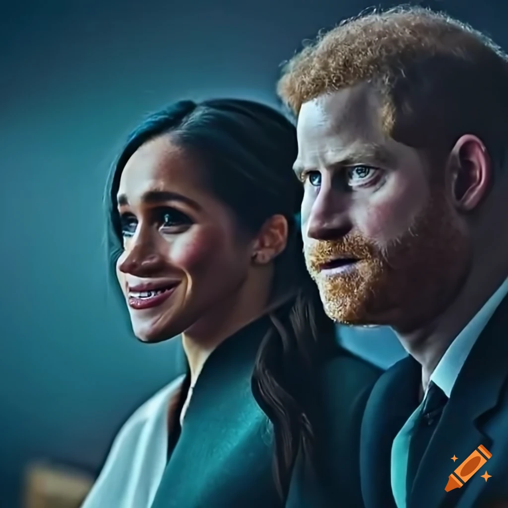 Prince Harry And Meghan Markle Sitting In A Bar Scene On Craiyon