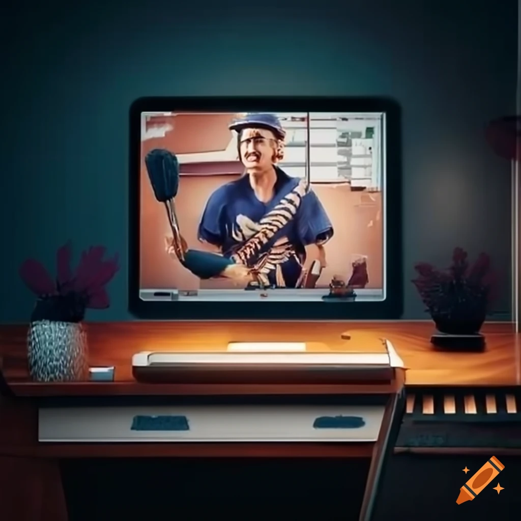 Office zoom background with baseball decor on Craiyon