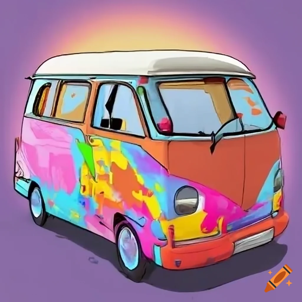 Colorful van with anime-inspired design on Craiyon