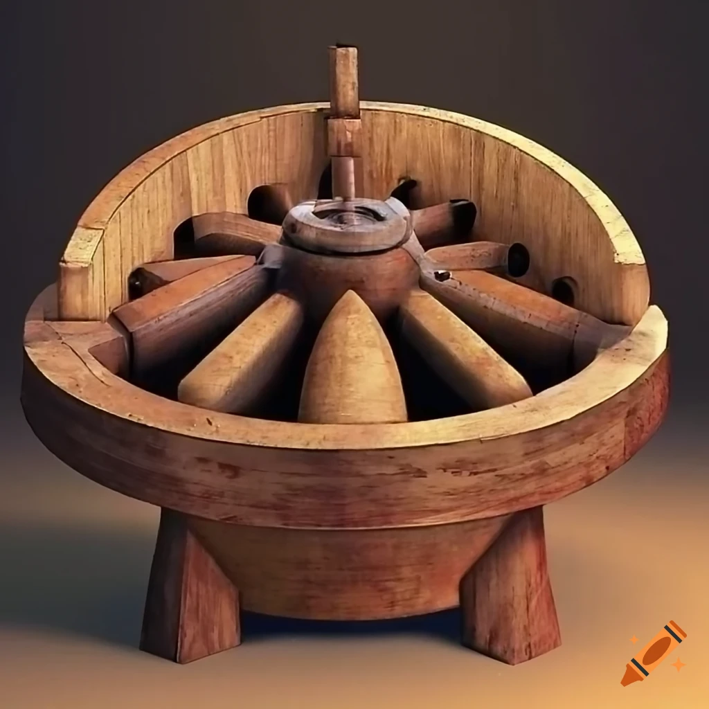 Medieval wooden centrifuge with modern elements on Craiyon