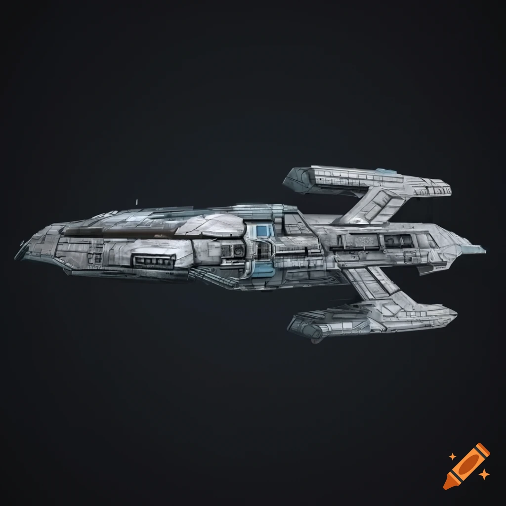 Hawk-shaped battle starship in intergalactic space on Craiyon