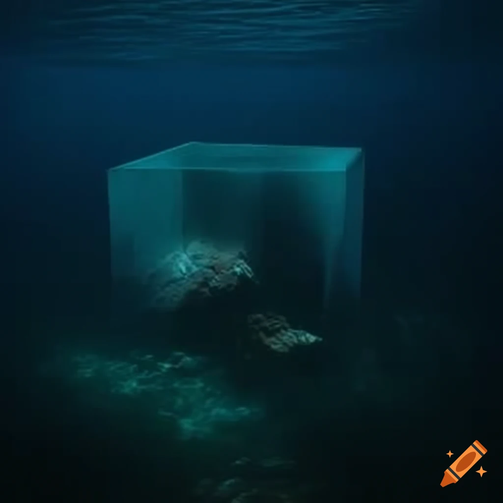 Massive cube structure in the ocean where people inhabit on Craiyon
