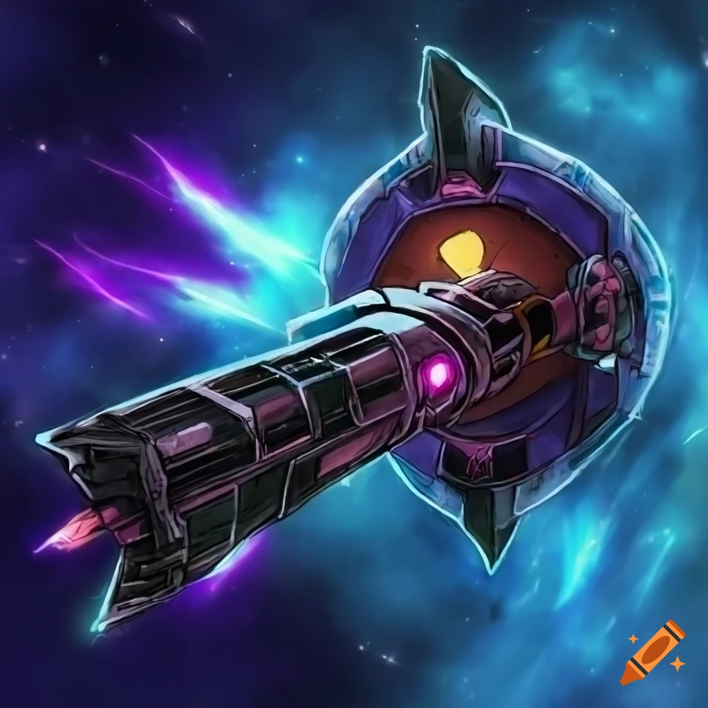Yugioh art depicting a space energy cannon on Craiyon