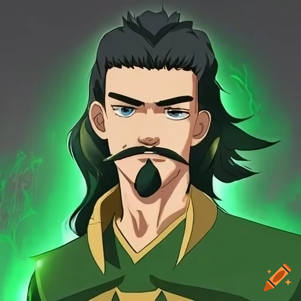 Anime avatar air bender with mullet and goatee in green attire on Craiyon