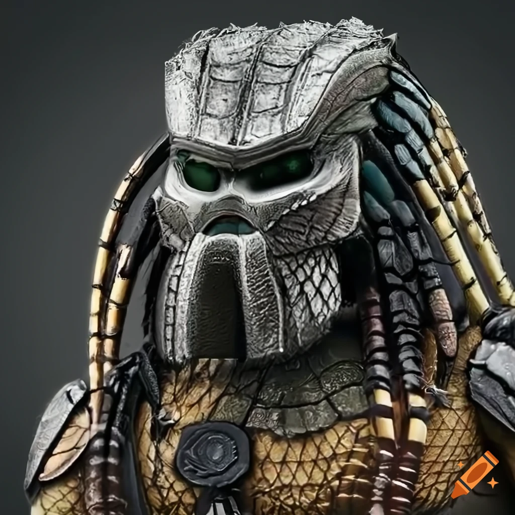 Hyper-realistic predator sf warrior with green eyes on Craiyon