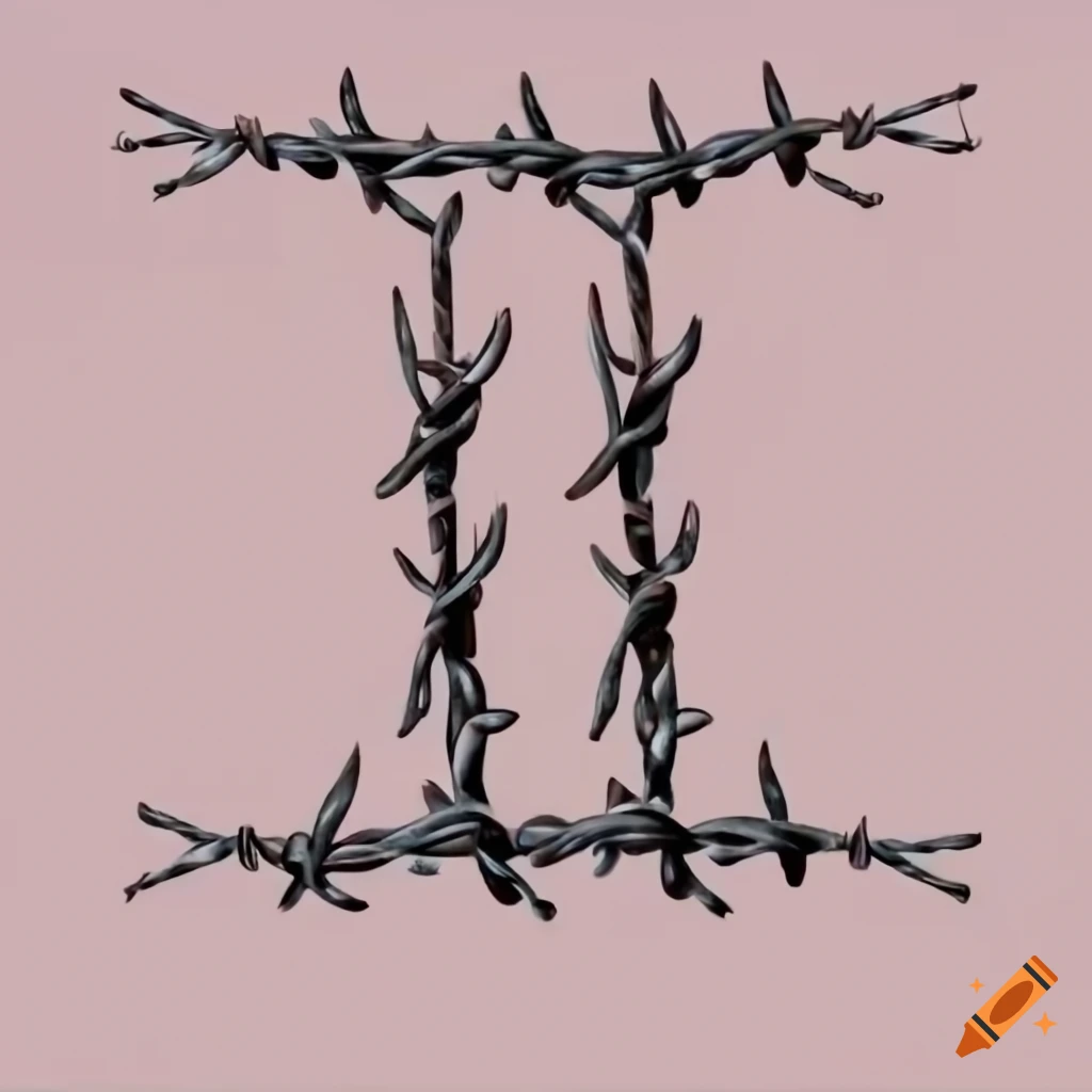 Letter w made of barbed wire on plain background on Craiyon