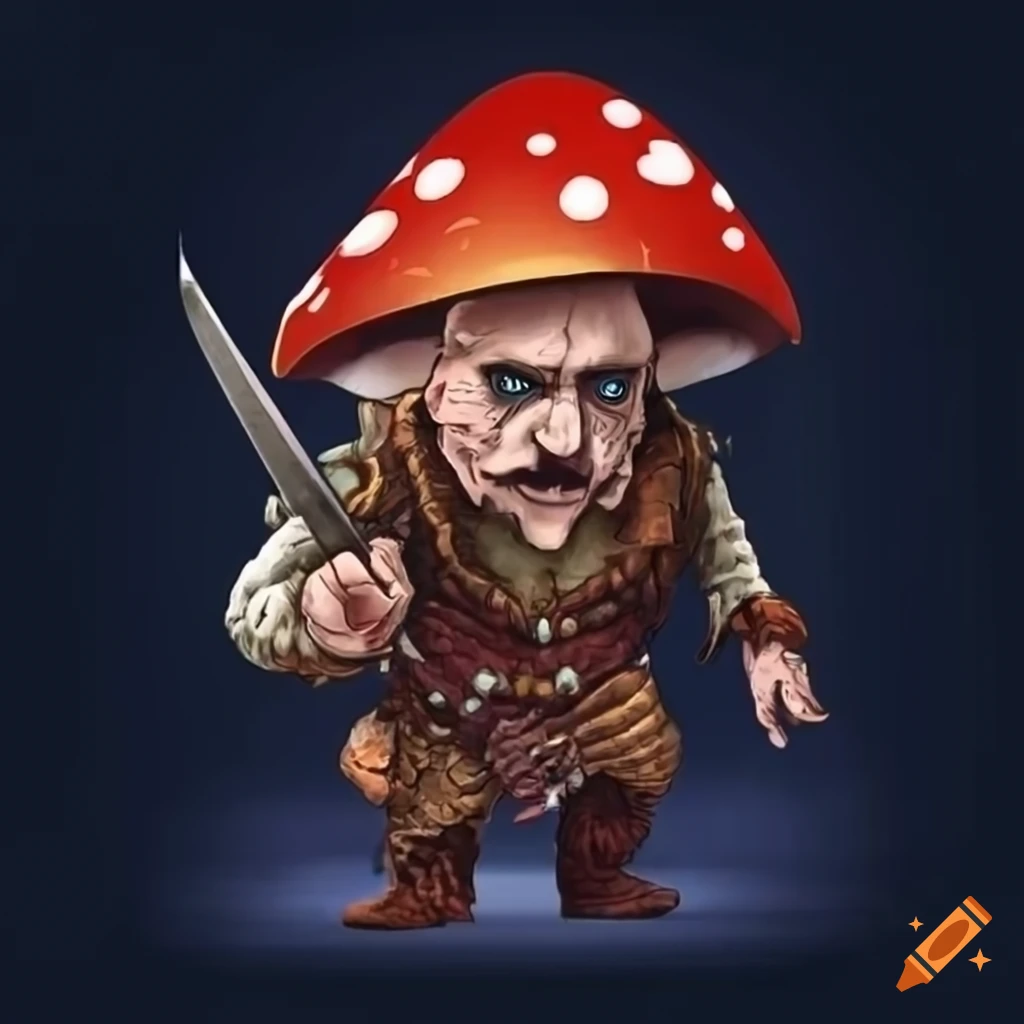 Mushroom man wielding a sword on Craiyon