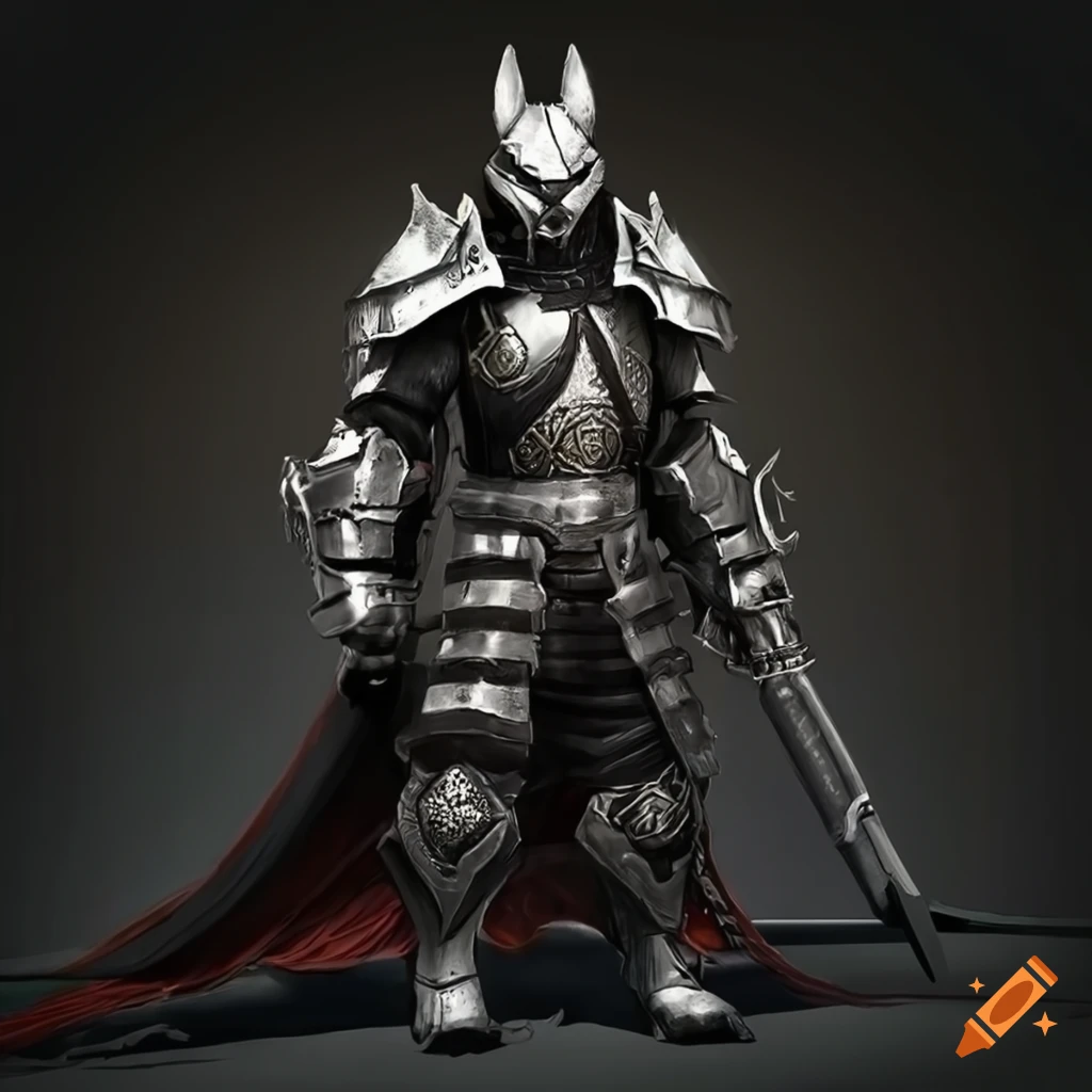 Fox themed heavy armor in black color on Craiyon