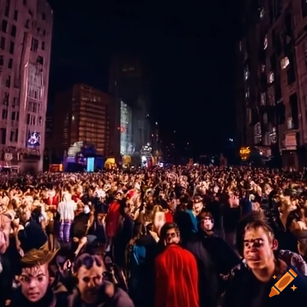 Panicked crowd fleeing city in chaos on Craiyon