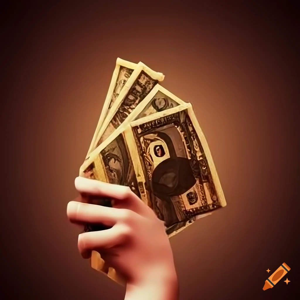 Brown digital art of money blending with #826261 background on Craiyon