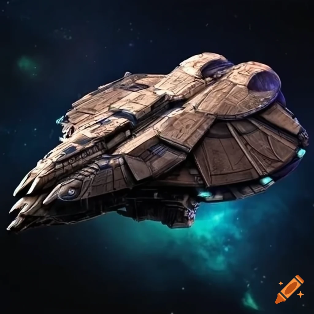 Small alien battle space ship shaped like a hawk on Craiyon