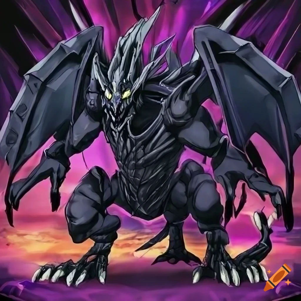 Dark cave with a black death dragon in yu-gi-oh art on Craiyon