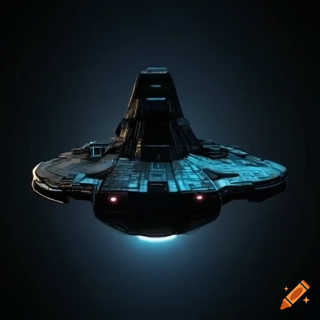 Detailed 3d model of a battle starship in space on Craiyon