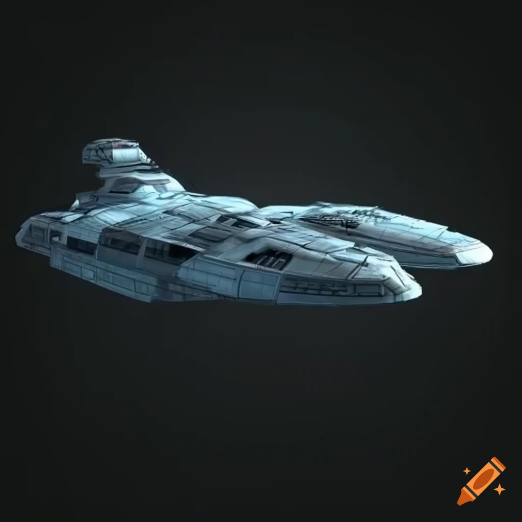 Highly detailed 3d hawk-shaped battle starship in space on Craiyon