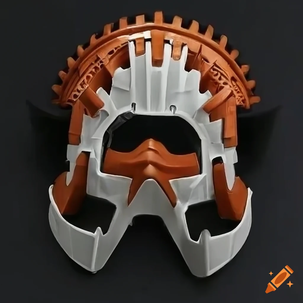 Industrial ritual sports helmet with Japanese Polynesian mask Bionicle ...