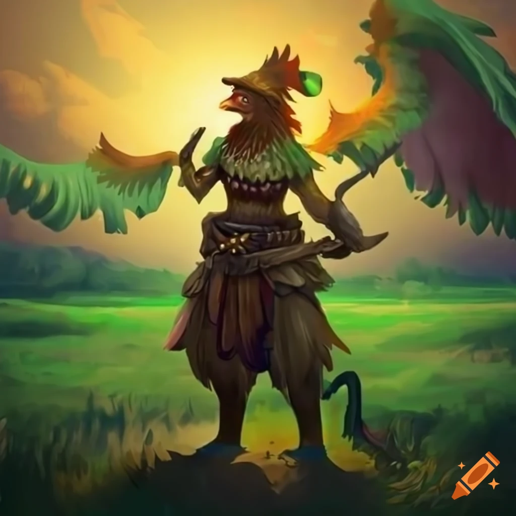 Chicken fantasy adventurer in verdant plains on Craiyon