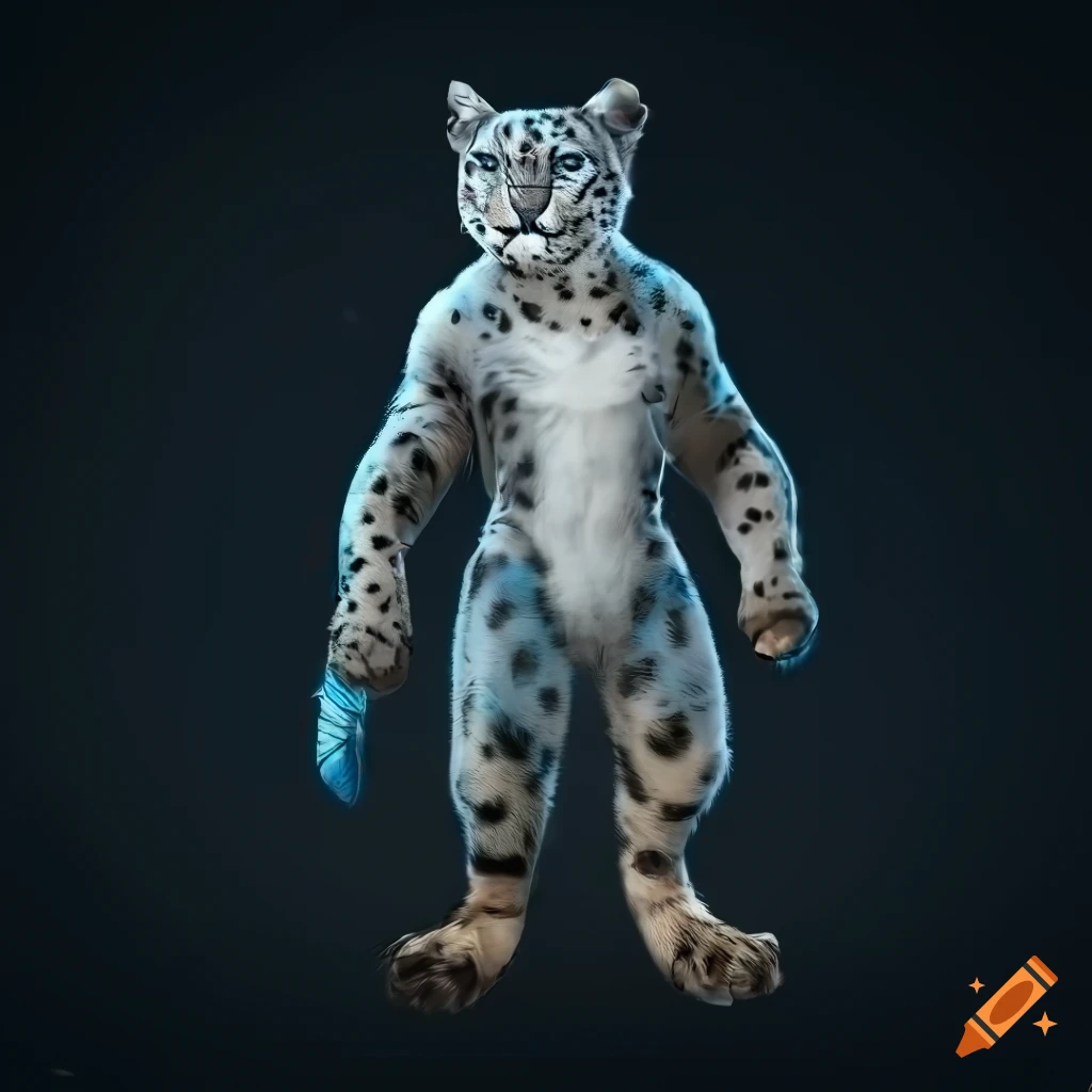 Anthropomorphic male snow leopard with blue eyes in Stellaris art style ...