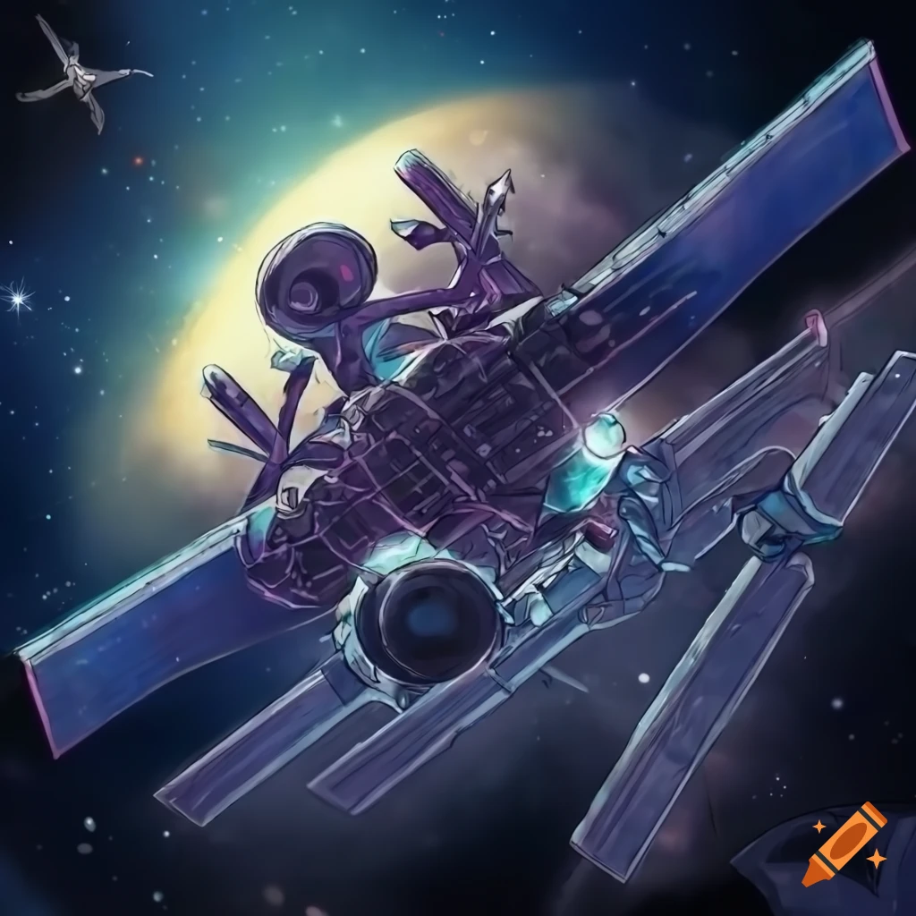 Yugioh art of a space station on Craiyon