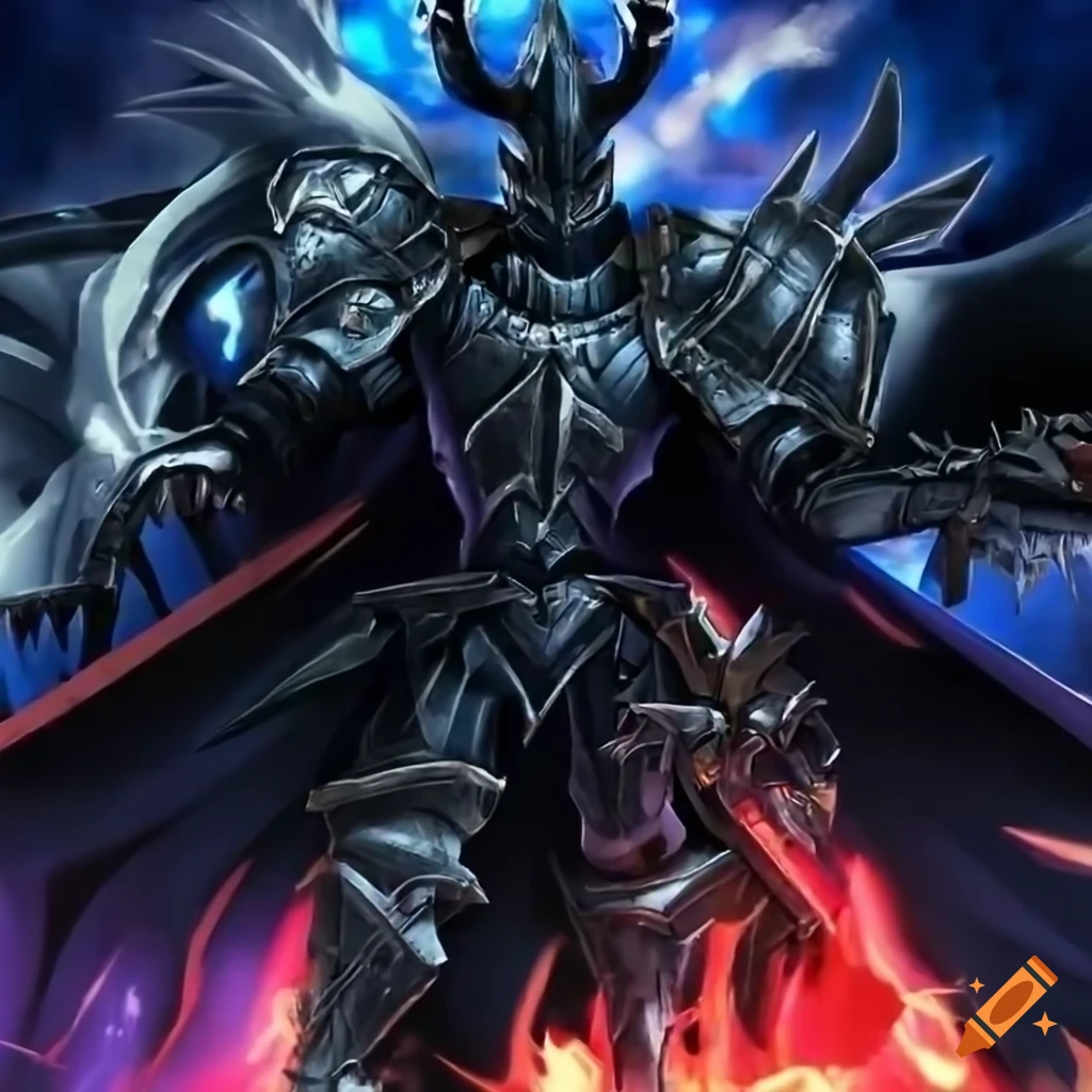 Yu-gi-oh art featuring a dark souls boss knight in 8k resolution on Craiyon