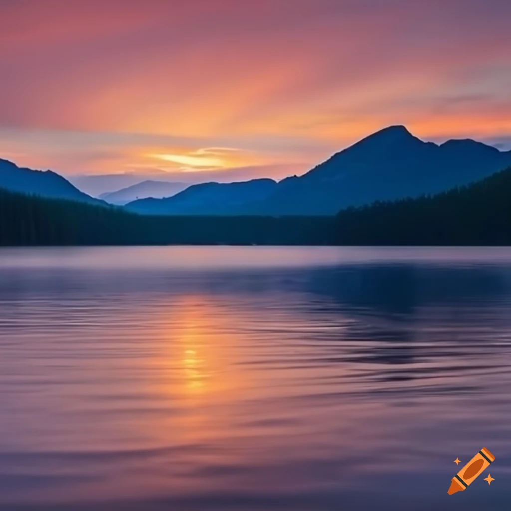 Breathtaking mountain lake at sunset in ultra-high definition 32K ...