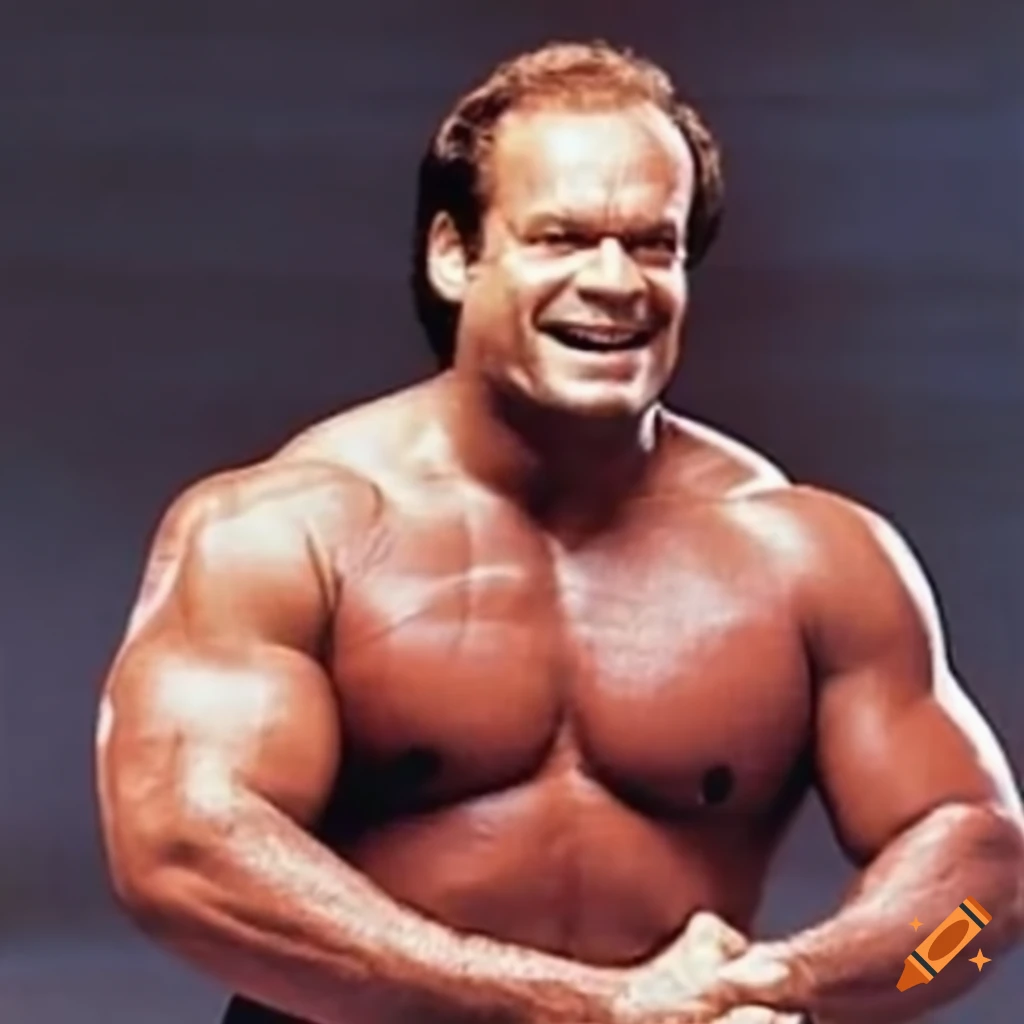 Bodybuilder Frasier featured in a WWE 1985 magazine on Craiyon