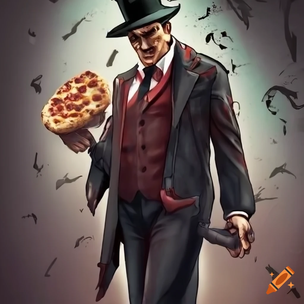 Pizza man mafia boss on Craiyon