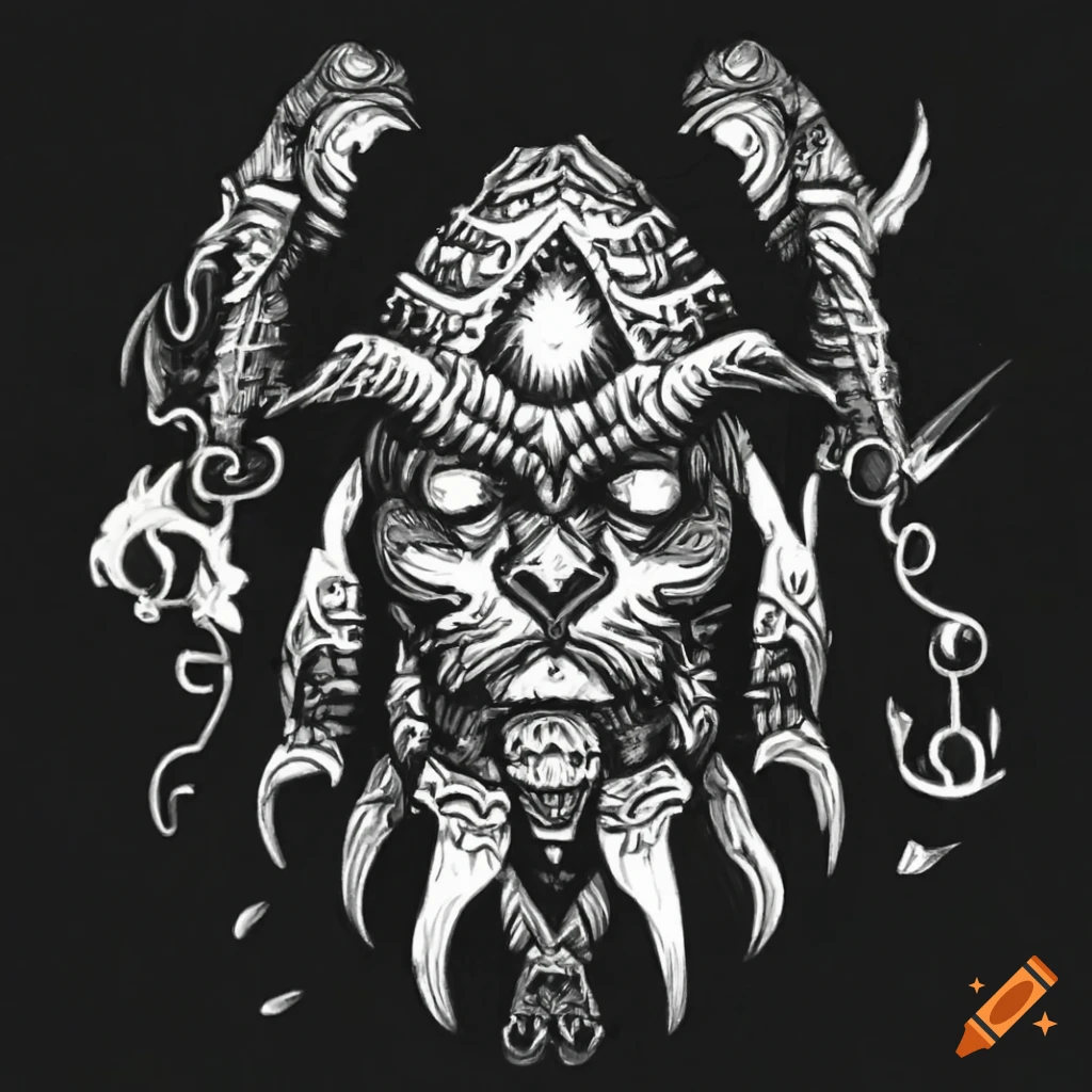 Shaman abstract icon World of Warcraft detailed pen and ink ...