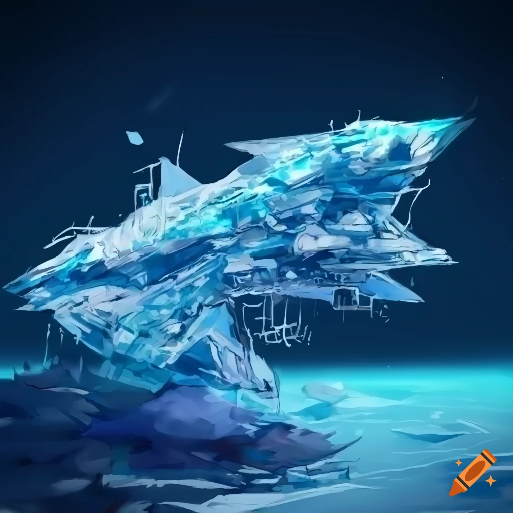 Ice spaceship in a YUIGOH art style on Craiyon
