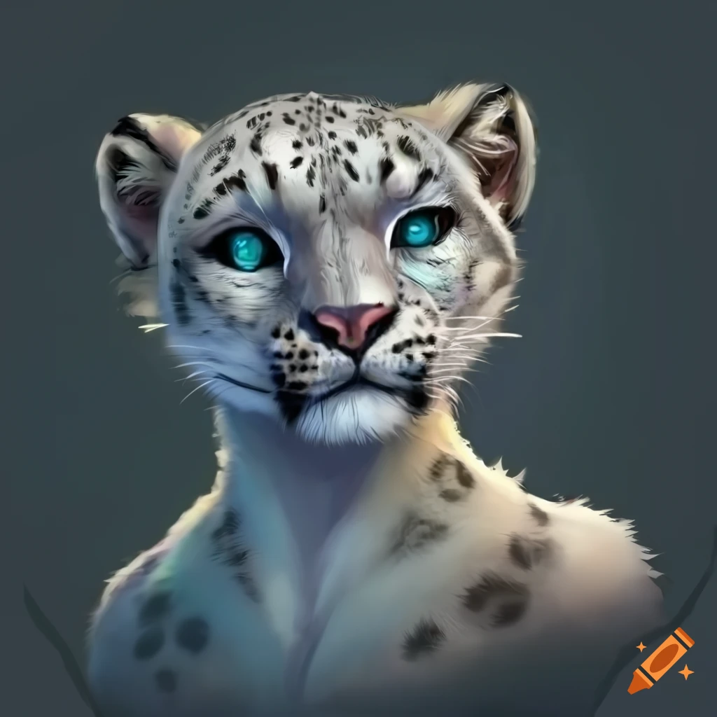 Anthropomorphic snow leopard in Stellaris art style on Craiyon