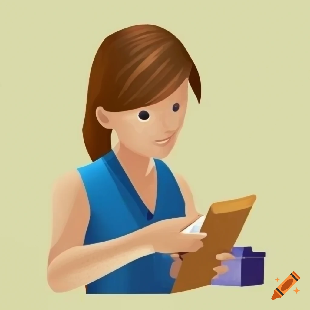 Person checking items off a list in clip art style on Craiyon