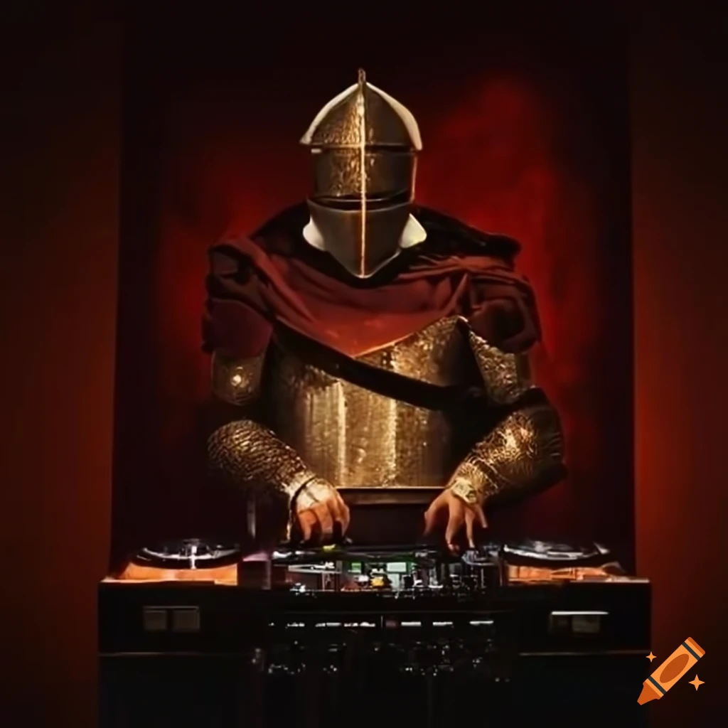 Knight at a dj booth on Craiyon