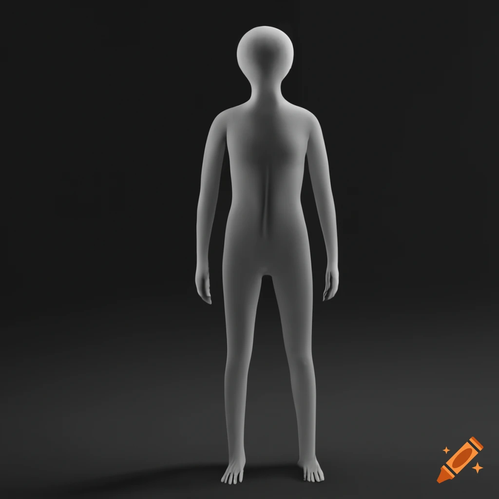Monochrome 3d full body faceless figure on Craiyon